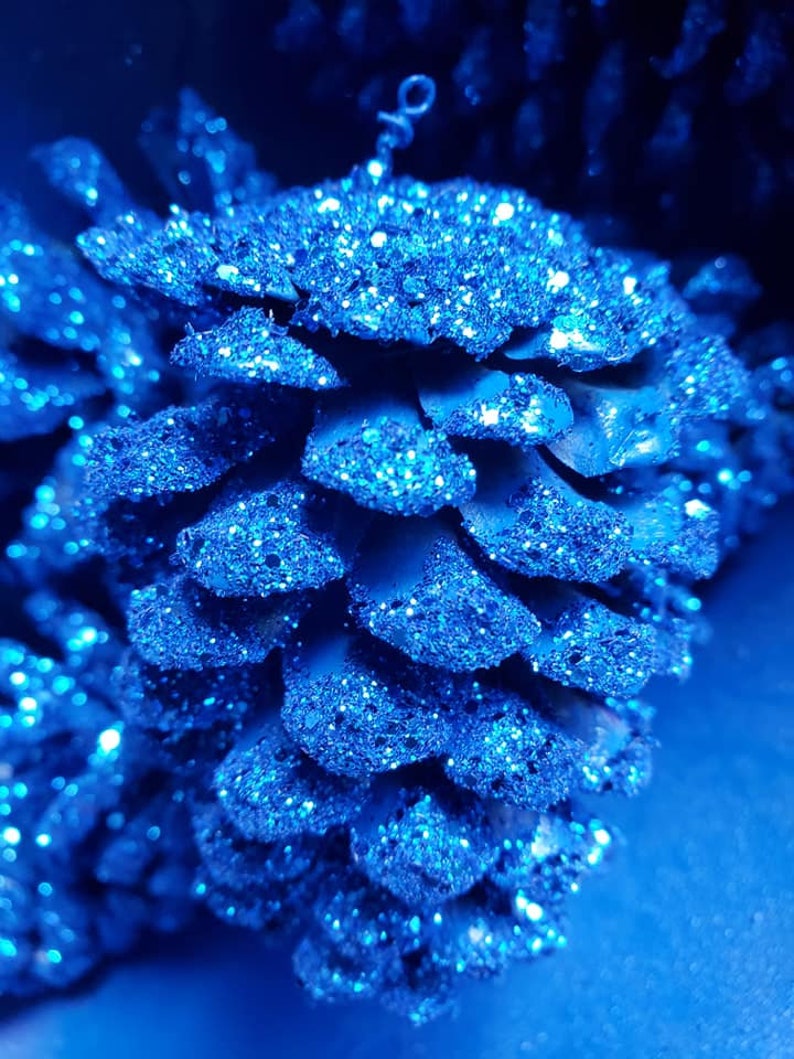 Blue Pine Cones Christmas Pine Cones Blue Glitter Ornament - Etsy