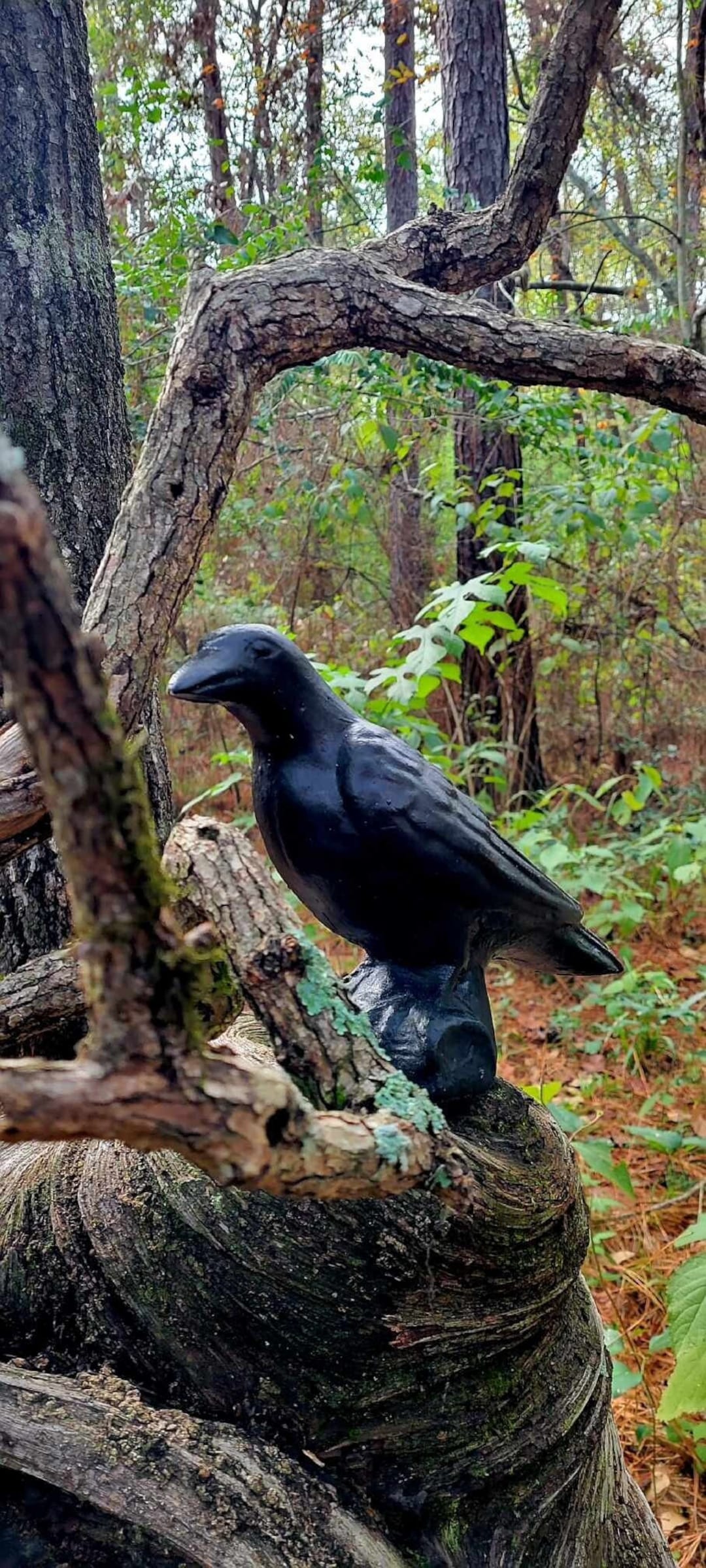 Concrete Raven Statue Crow Statue DIY Paintable Raven Cottagecore ...