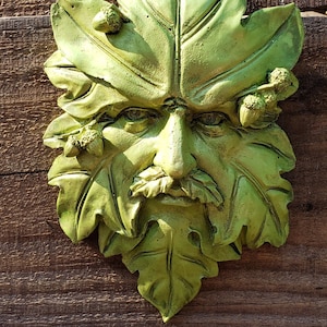 Green Man Wall Hanging, Green Man Wall Statue, Green Man Hanging Mask ...
