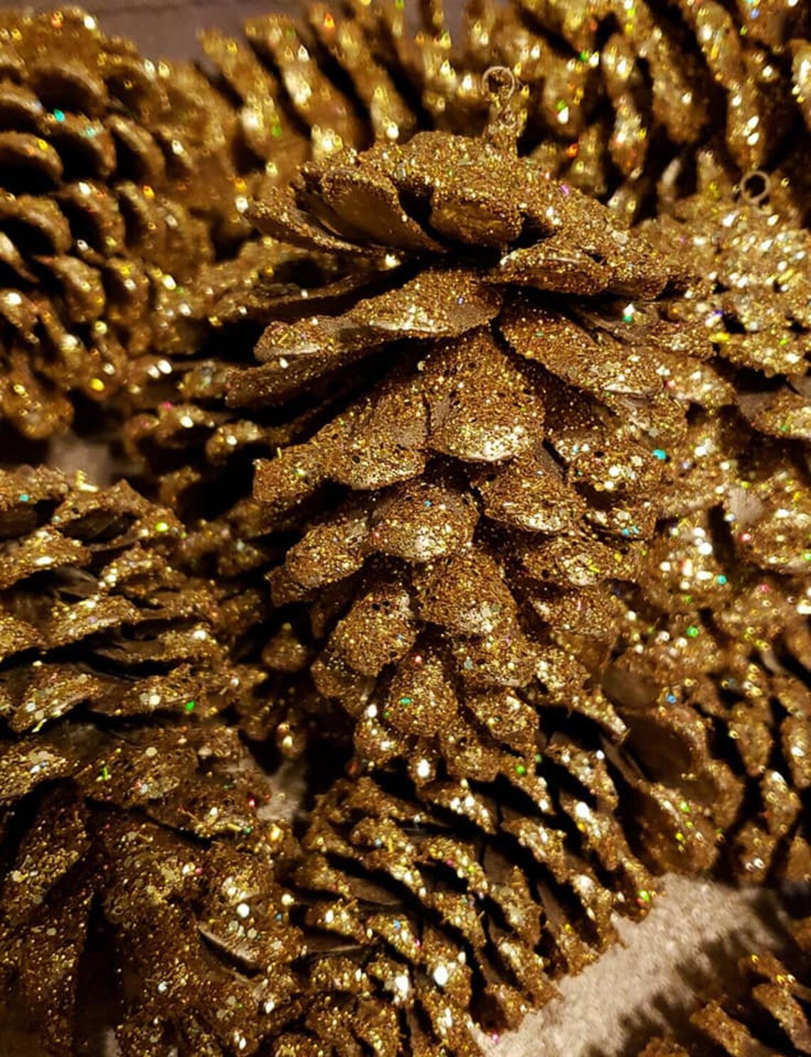 Gold Pine Cones Christmas Pine Cones Gold Glitter Pine Cone - Etsy