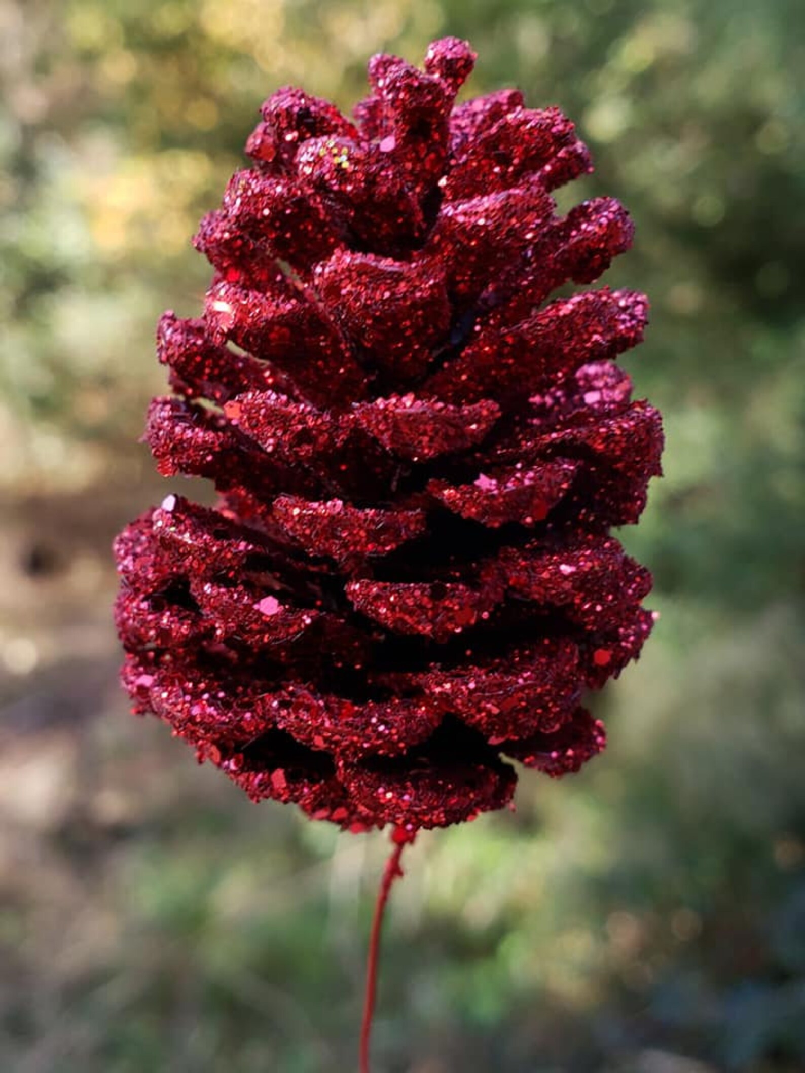 Christmas Pine Cone Red Pine Cone With Stem Red Pine Cone - Etsy