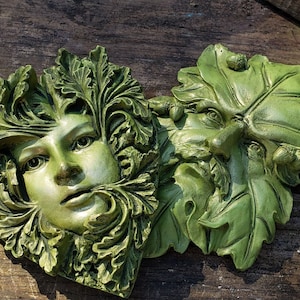 Green Man Wall Hanging, Green Man Wall Statue, Green Man Hanging Mask ...