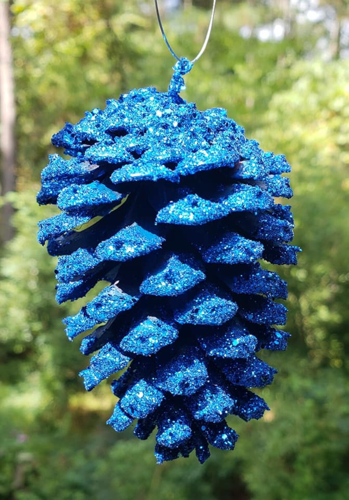 Blue Pine cones Christmas pine cones blue glitter ornament | Etsy