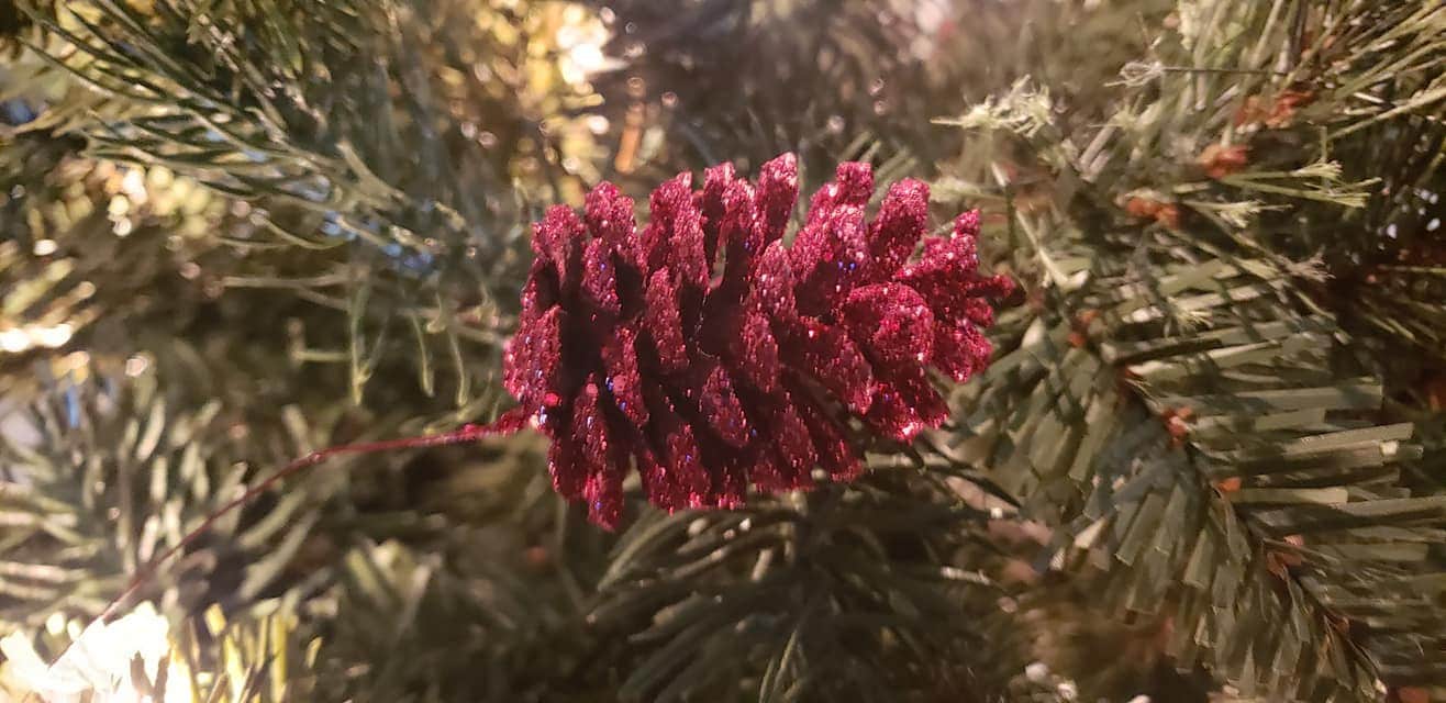 Christmas Pine Cone, Red Pine Cone With Stem, Red Pine Cone Ornament ...