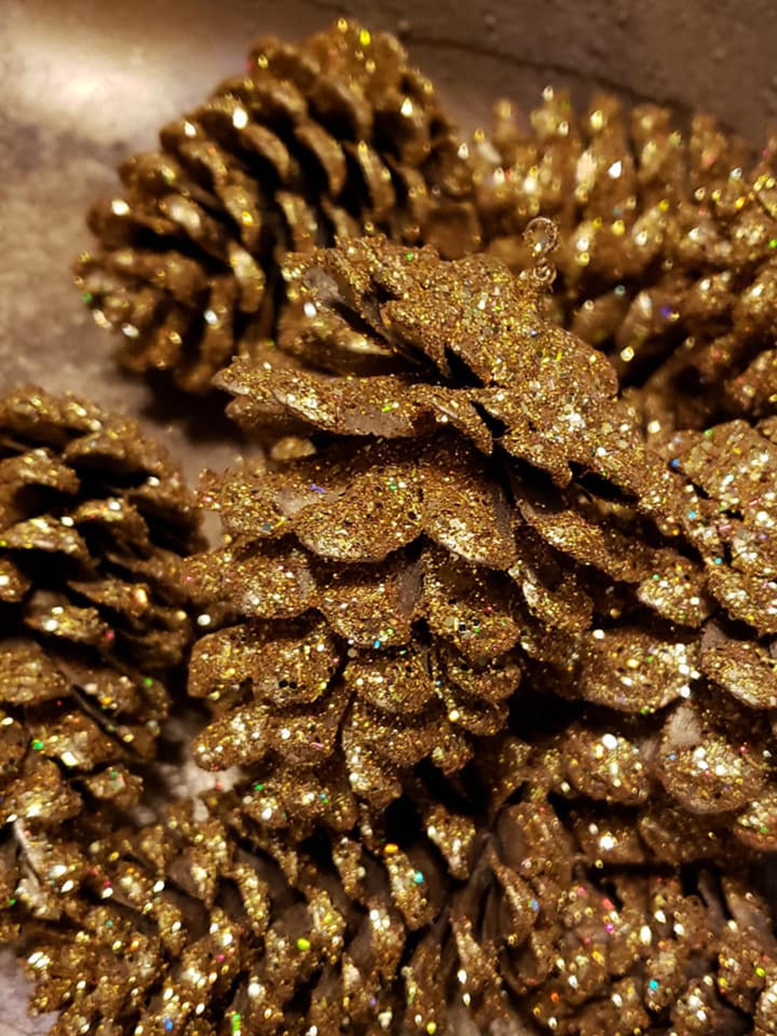 Gold Pine Cones Christmas Pine Cones Gold Glitter Pine Cone - Etsy