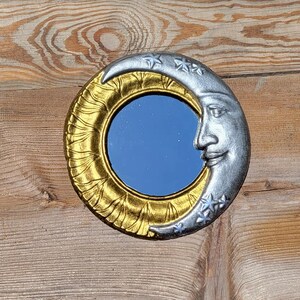 Sun and Moon Mirror, Celestial Crescent Moon Mirror, Concrete Mirror ...