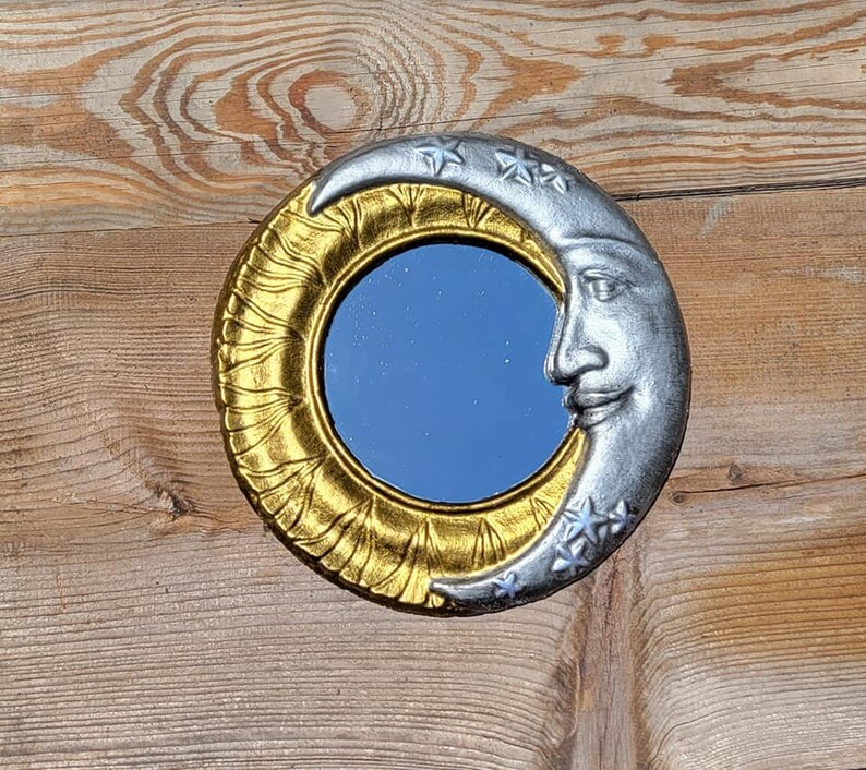 Sun and Moon Mirror, Celestial Mirror, Crescent Moon Mirror, Moon ...