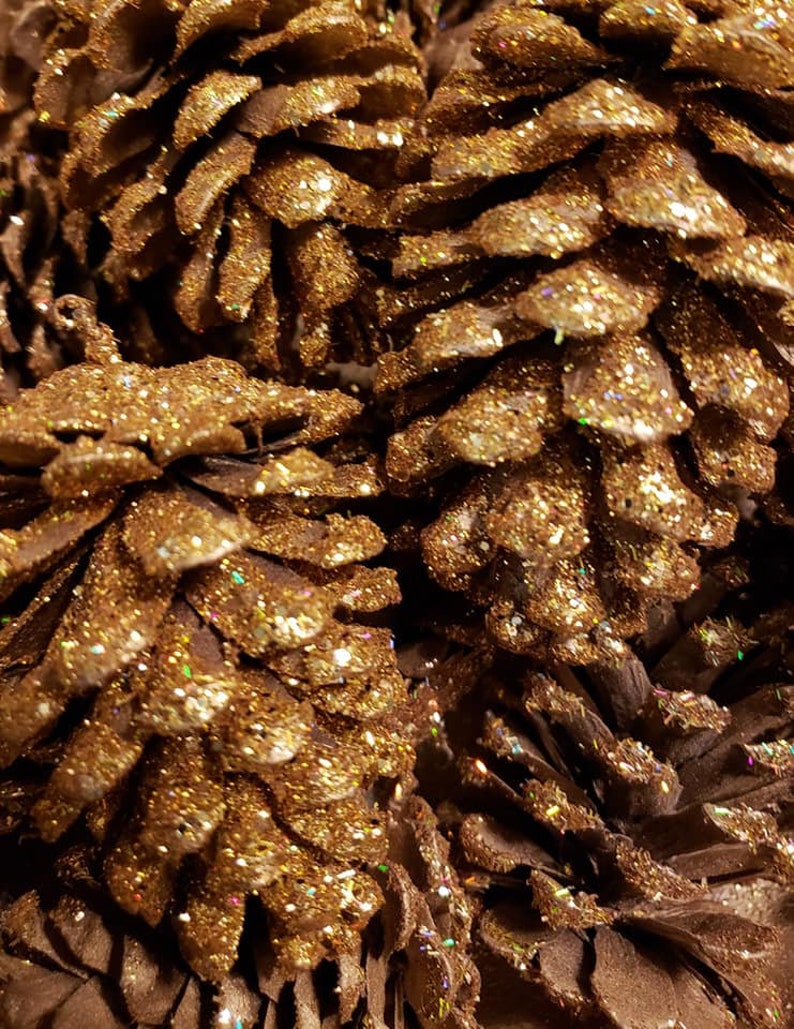 Gold Pine Cones Christmas Pine Cones Gold Glitter Pine Cone Ornament ...