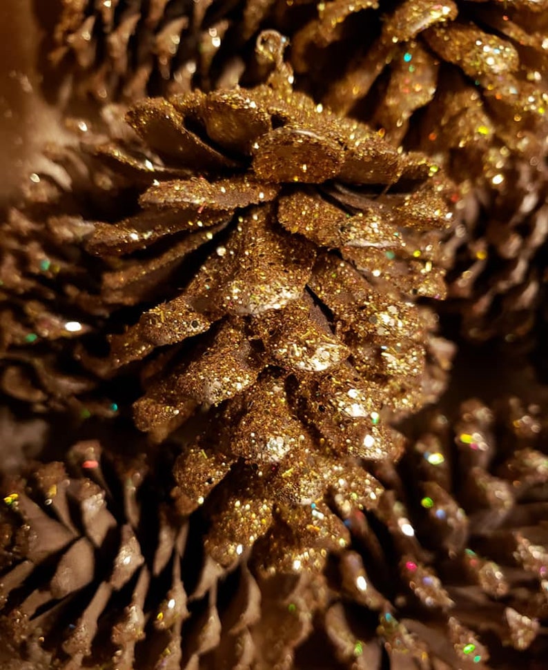 Gold Pine Cones Christmas Pine Cones Gold Glitter Pine Cone Ornament ...