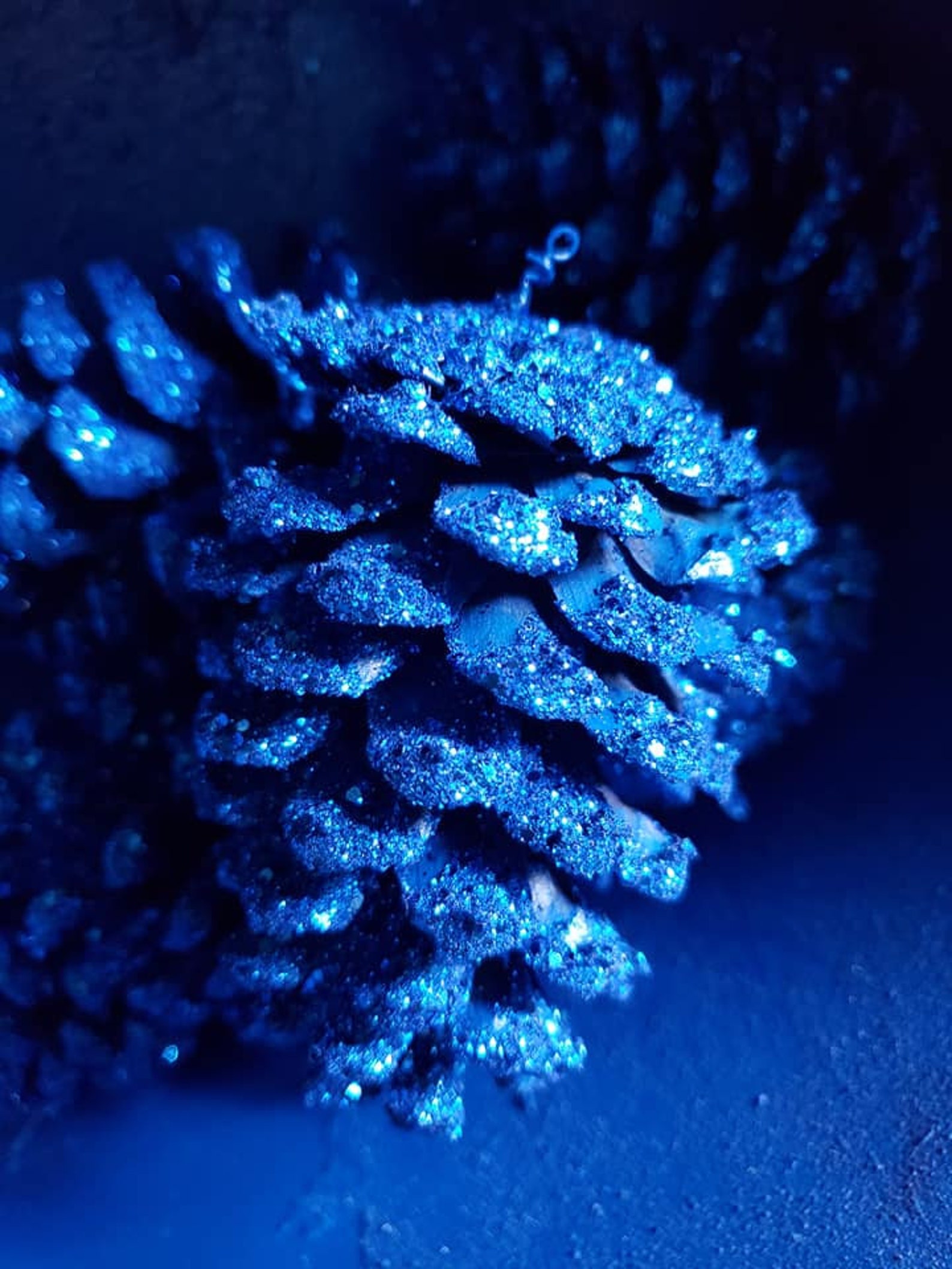 Blue Pine Cones Christmas Pine Cones Blue Glitter Ornament | Etsy