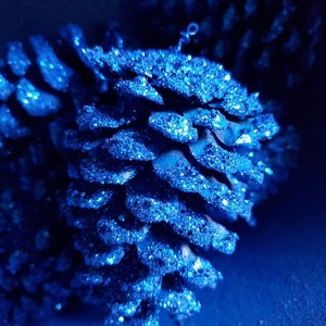 Blue Pine Cones Christmas Pine Cones Blue Glitter Ornament Blue ...