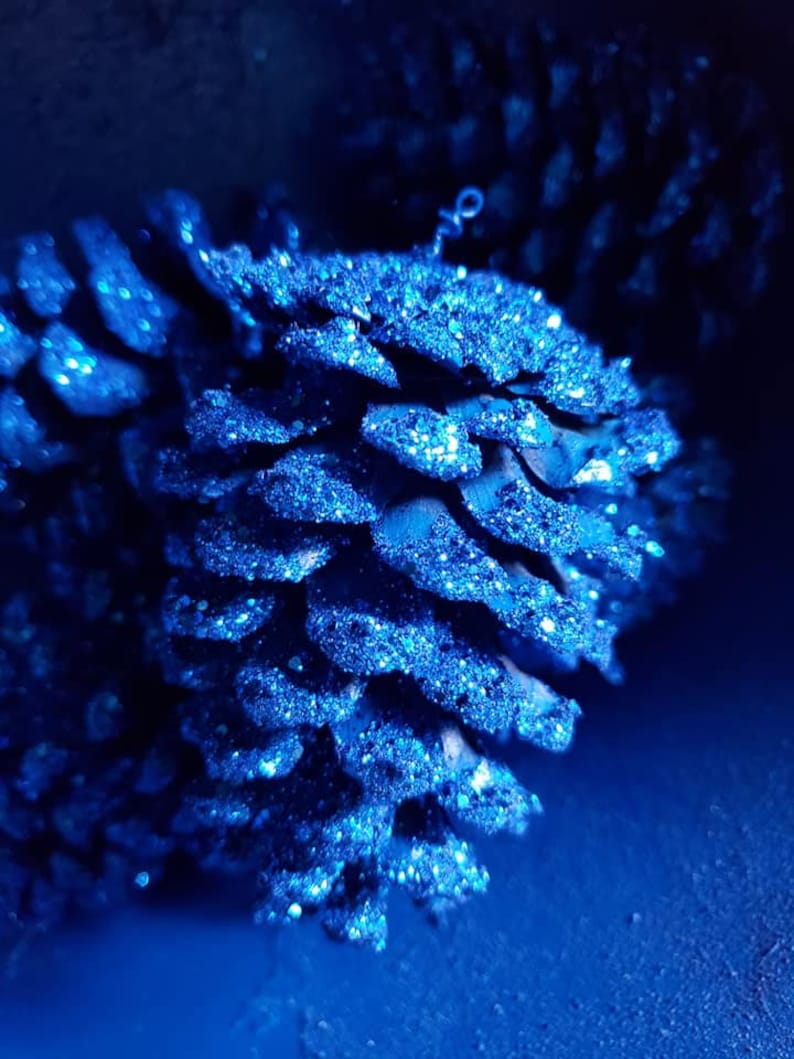 Blue Pine Cones Christmas Pine Cones Blue Glitter Ornament | Etsy