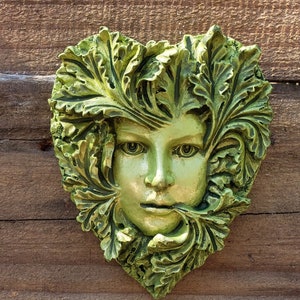 Green Man Wall Hanging, Green Man Wall Statue, Green Man Hanging Mask ...