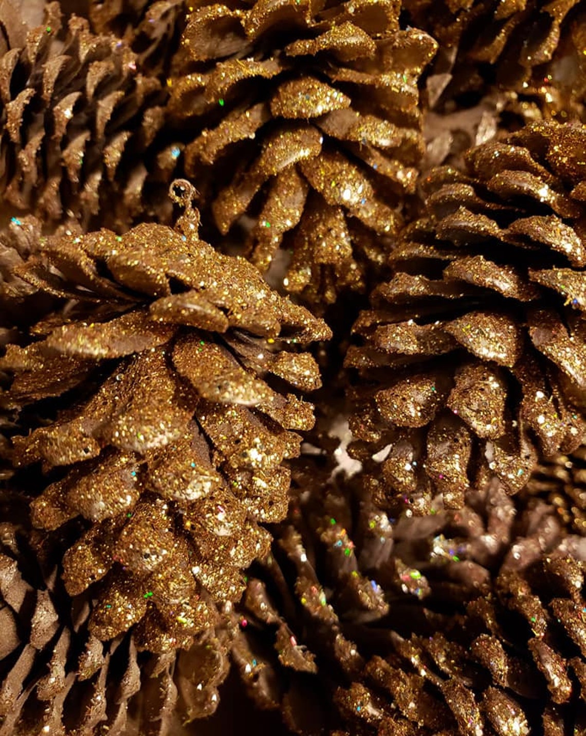 Gold Pine cones Christmas pine cones Gold glitter pine cone | Etsy