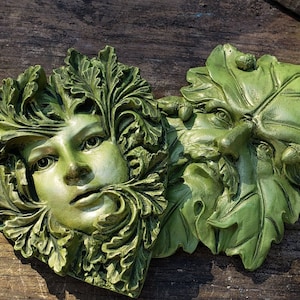 Green Man Wall Hanging, Green Man Wall Statue, Green Man Hanging Mask ...