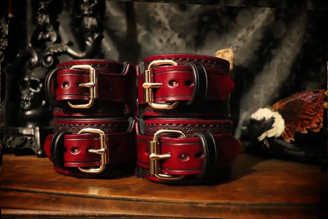 Leather Bdsm Wrist and Ankle Cuff Set/ Submissive Cuff | Etsy
