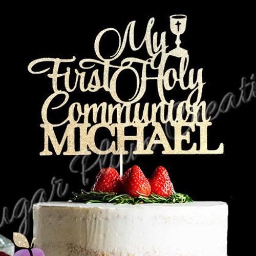 First Communion Cake Topper Personalized God Bless Cake - Etsy