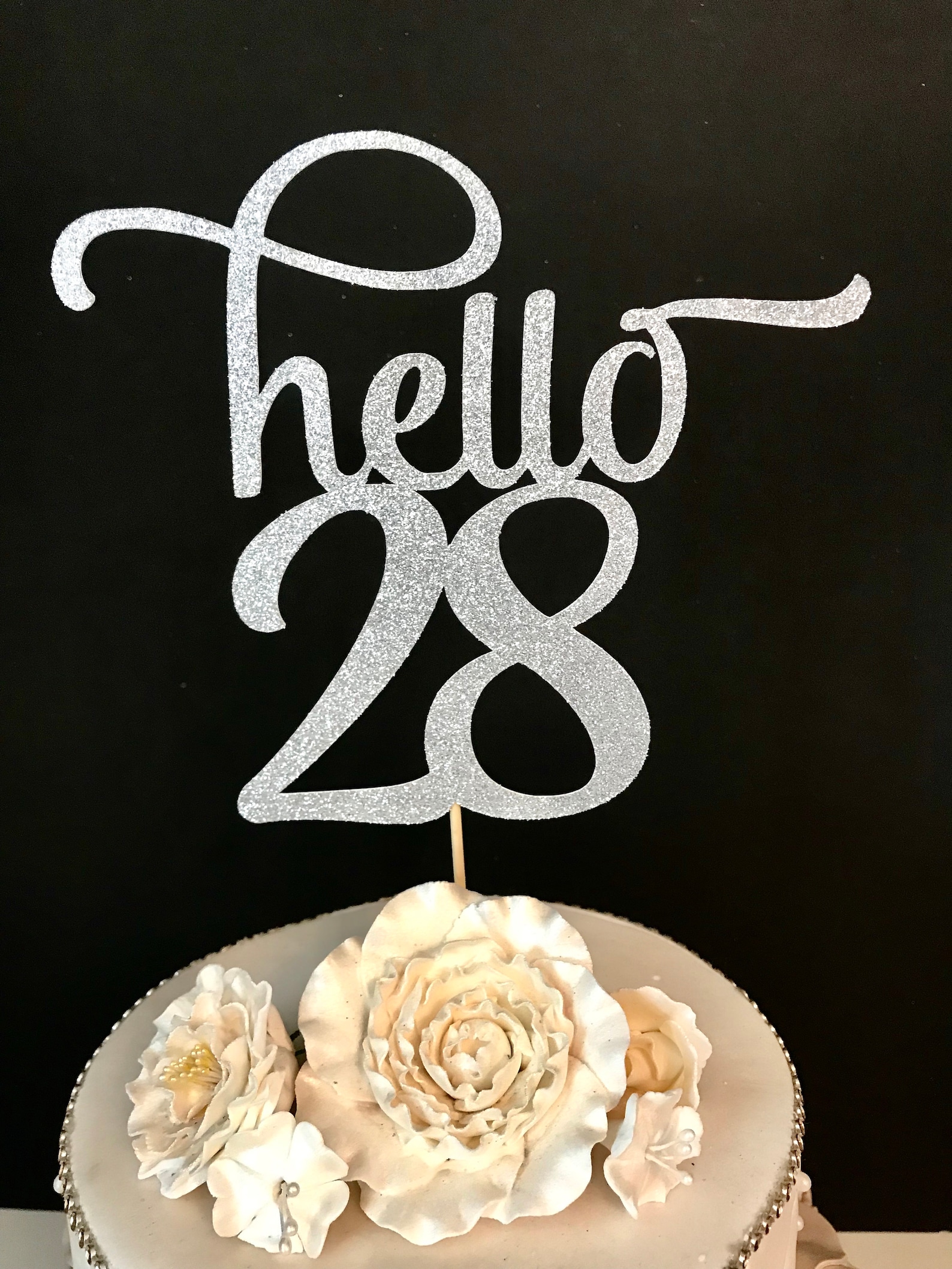 ANY NUMBER Gold Glitter Hello 28 Cake Topper 28th Birthday | Etsy