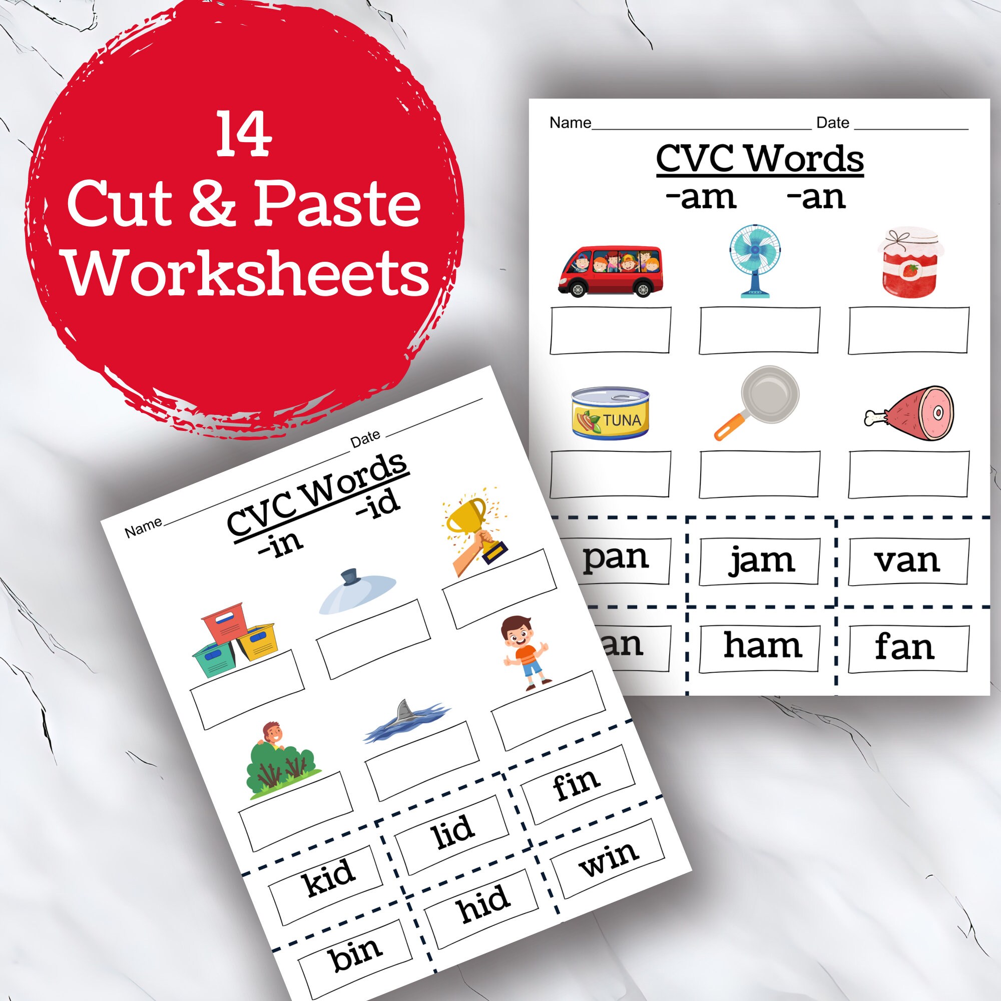 CVC Words Kindergarten Worksheets Busy Binder Preschool Curriculum ...