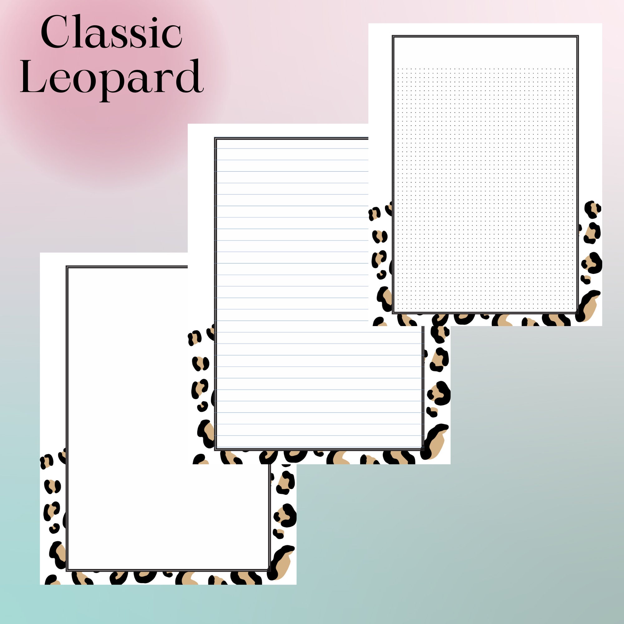 Leopard Digital Paper Bullet Journal Pages Dot Grid Journal Letter ...