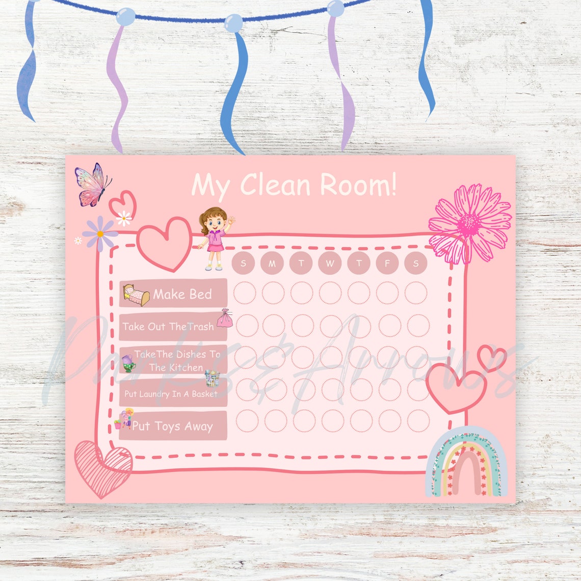 Chore Chart for Kids, Daily Checklist, Cleaning Chart, Printable Chore ...