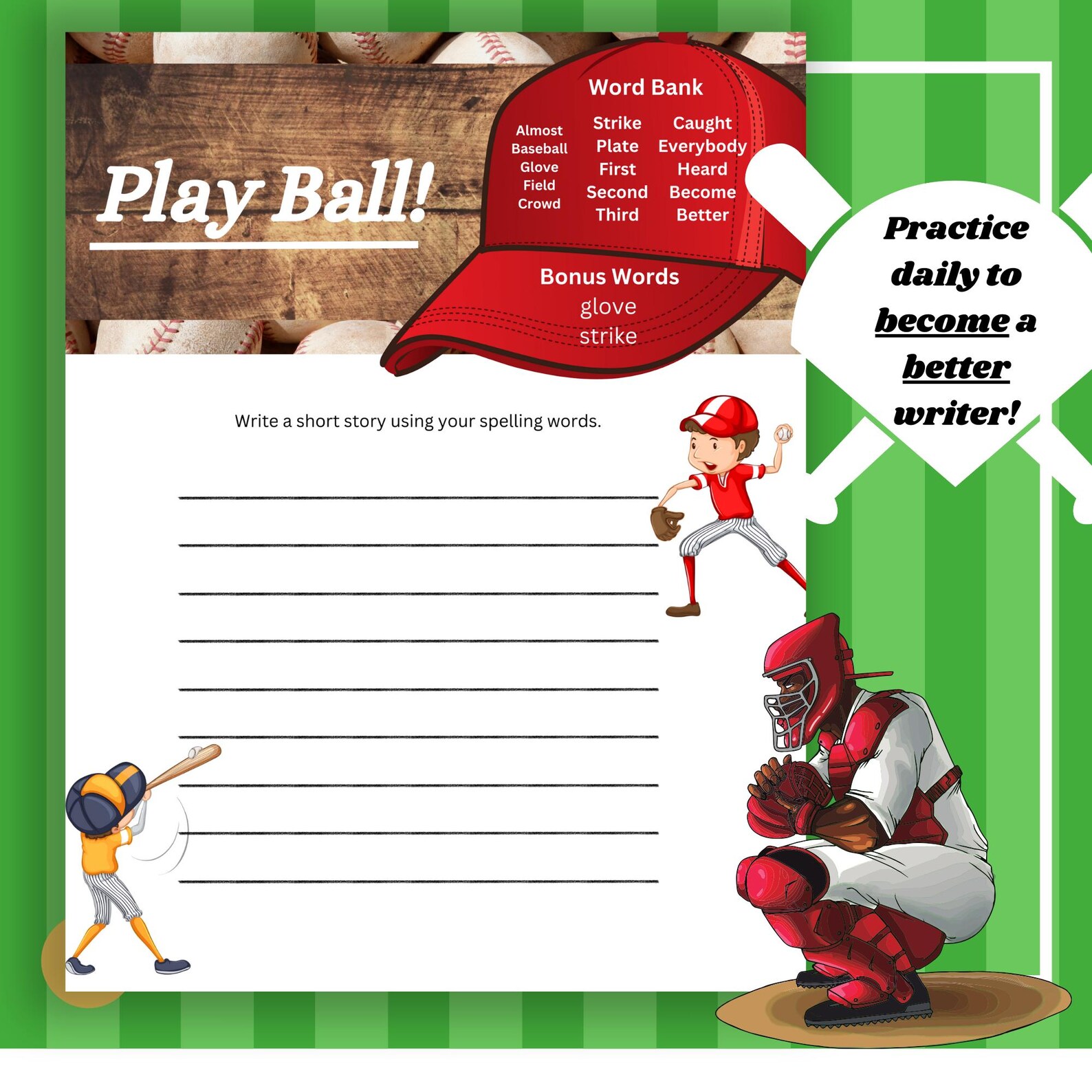 Third Grade Journal Prompts With Spelling and Vocabulary Word Bank ...