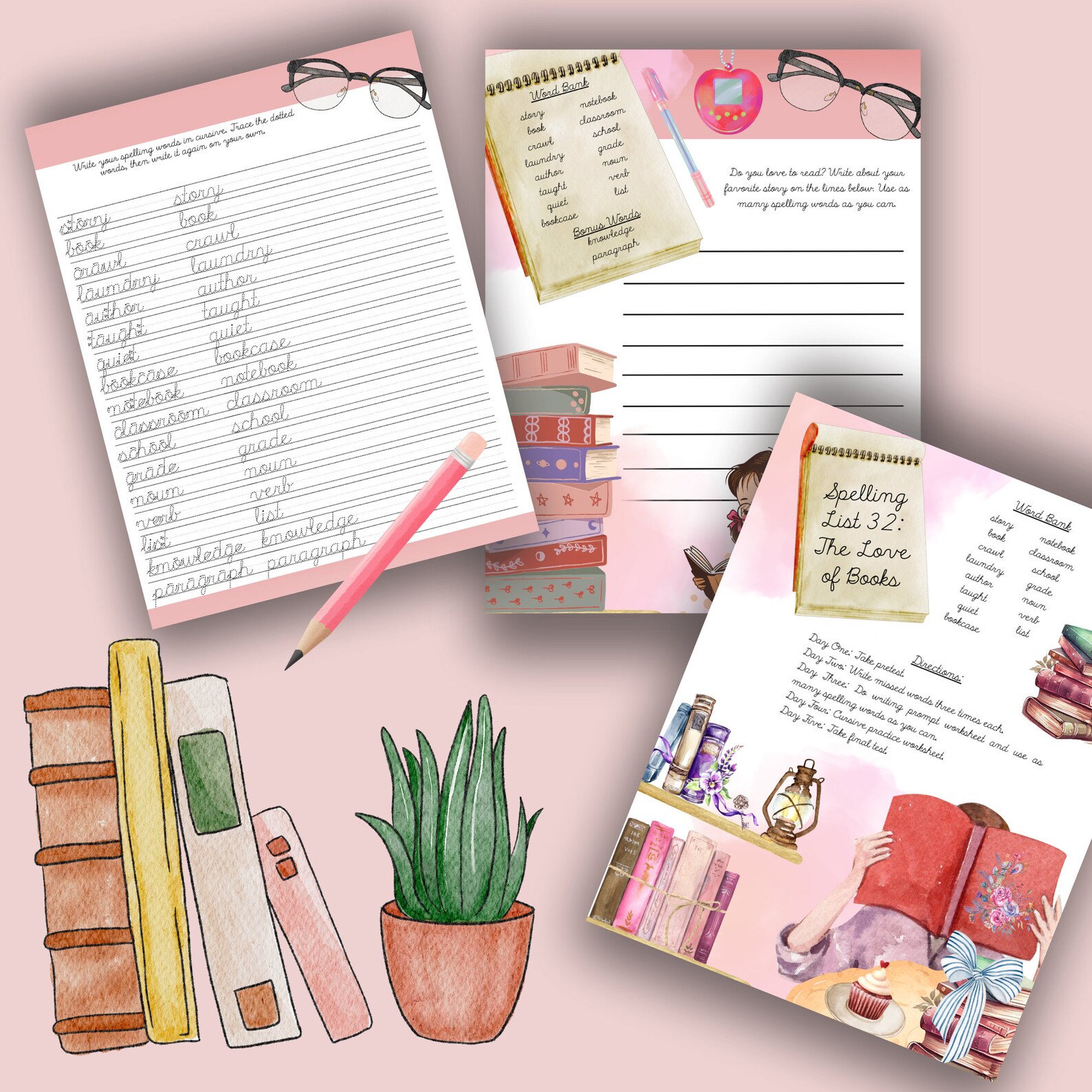 3rd Grade Spelling Curriculum Guided Journal Prompts Cursive ...