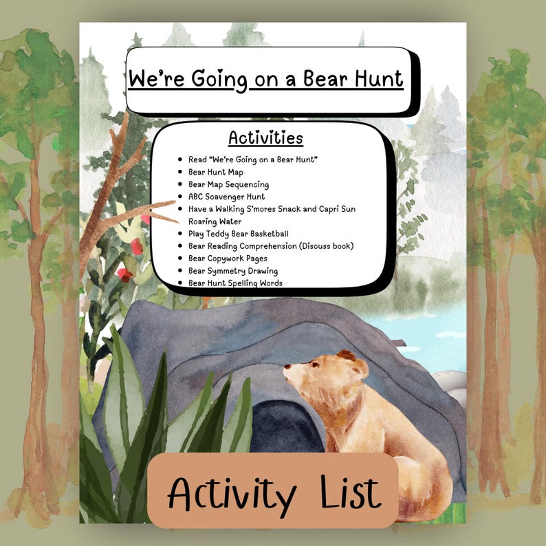 Bear Hunt Unit Study Homeschooling Prek Printable Activity Preschool ...