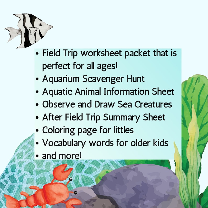 Aquarium Field Trip Planner Scavenger Hunt Teacher Resource - Etsy