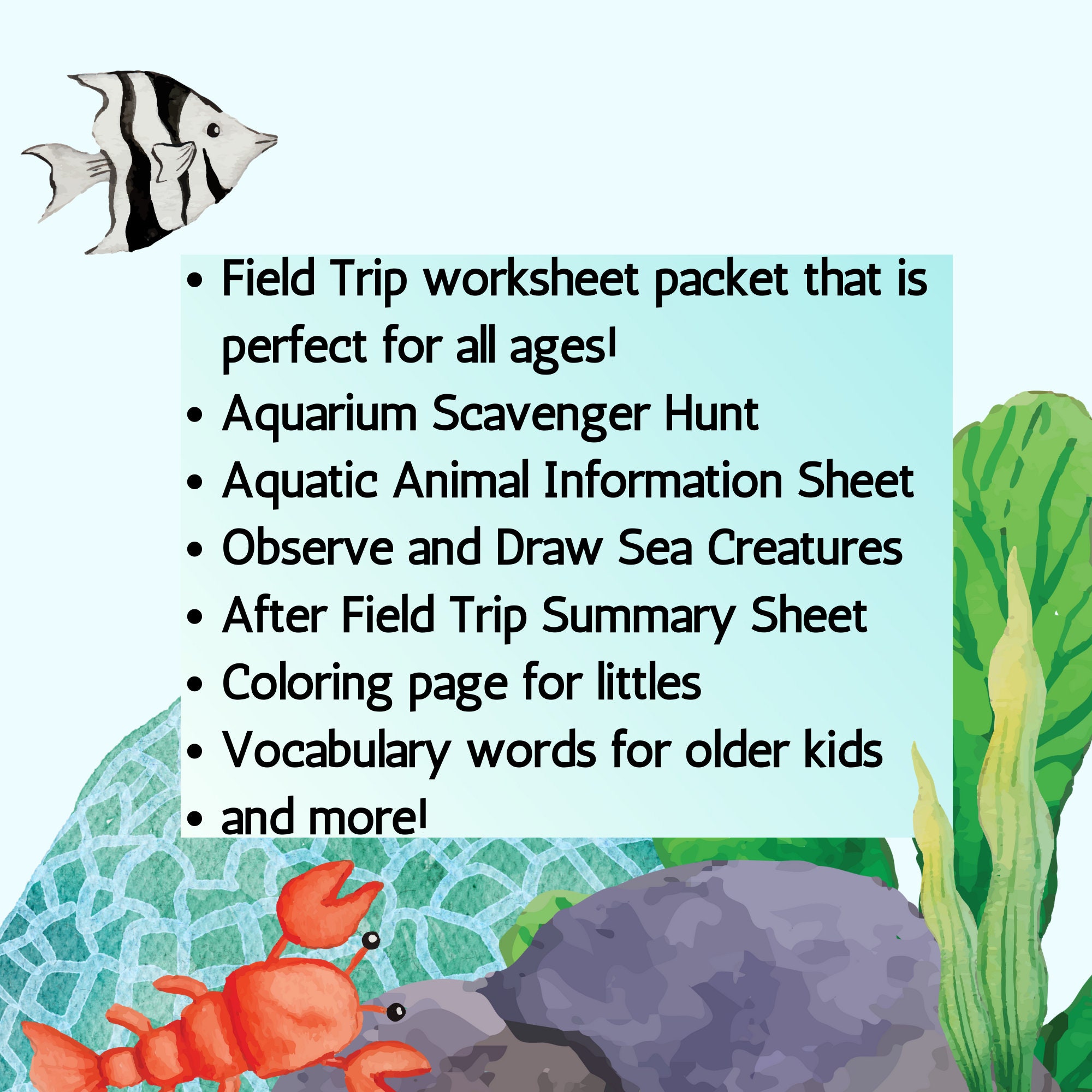 Aquarium Field Trip Planner Scavenger Hunt Teacher Resource - Etsy