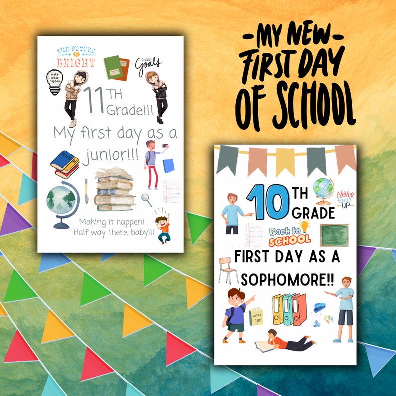 Happy First Day of School Printable, Grade Picture, Back to School ...