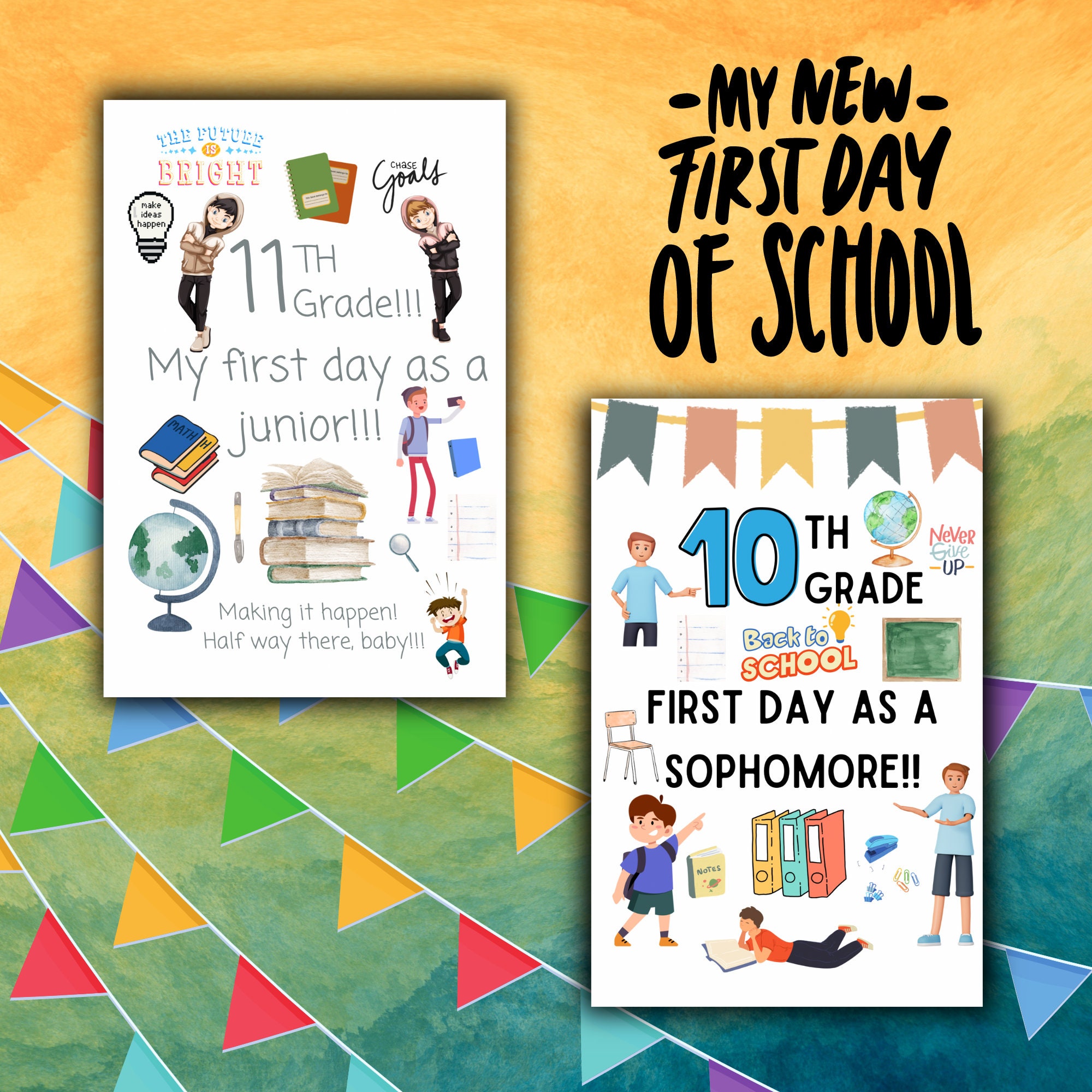Happy First Day of School Printable, Grade Picture, Back to School ...