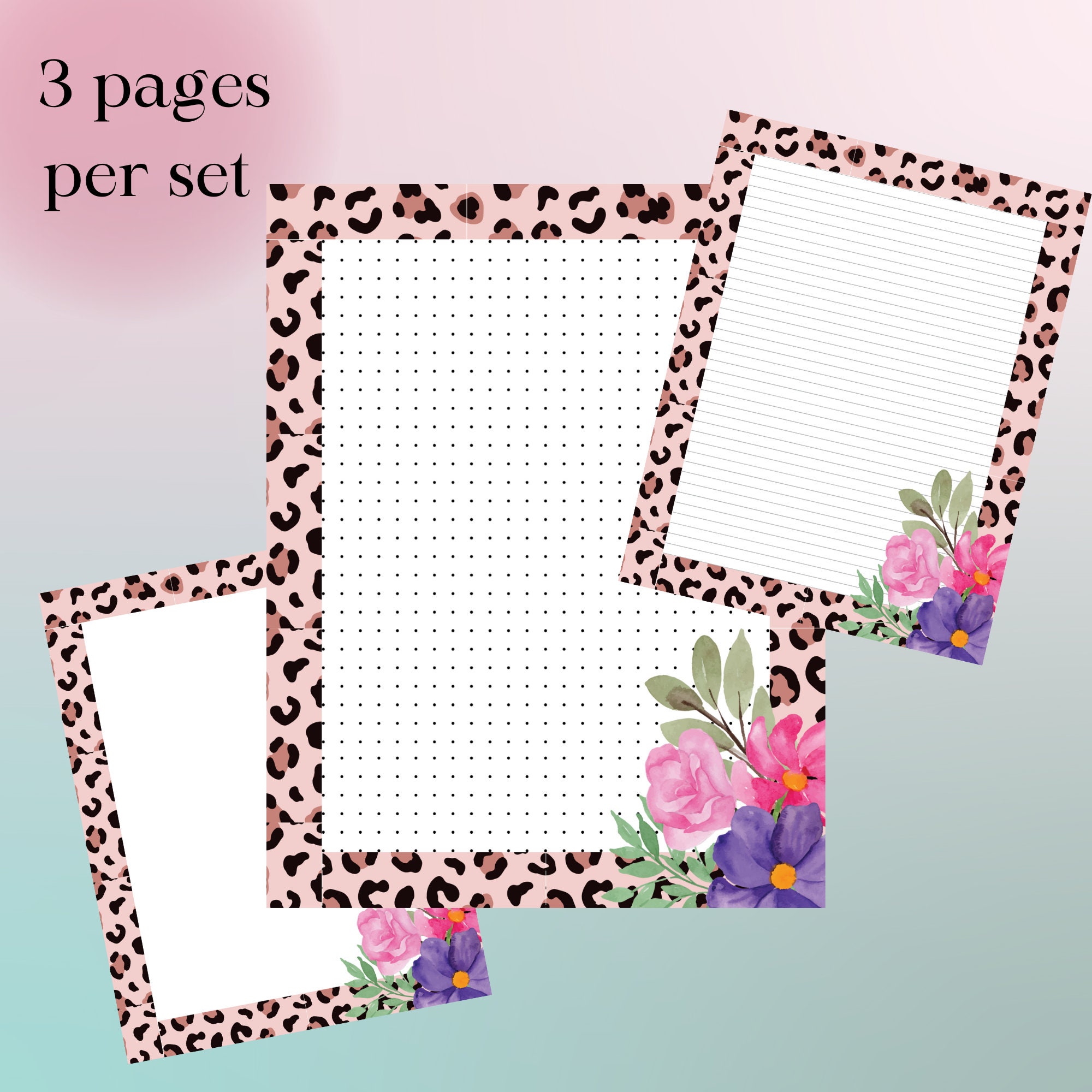 Leopard Digital Paper Bullet Journal Pages Dot Grid Journal Letter ...
