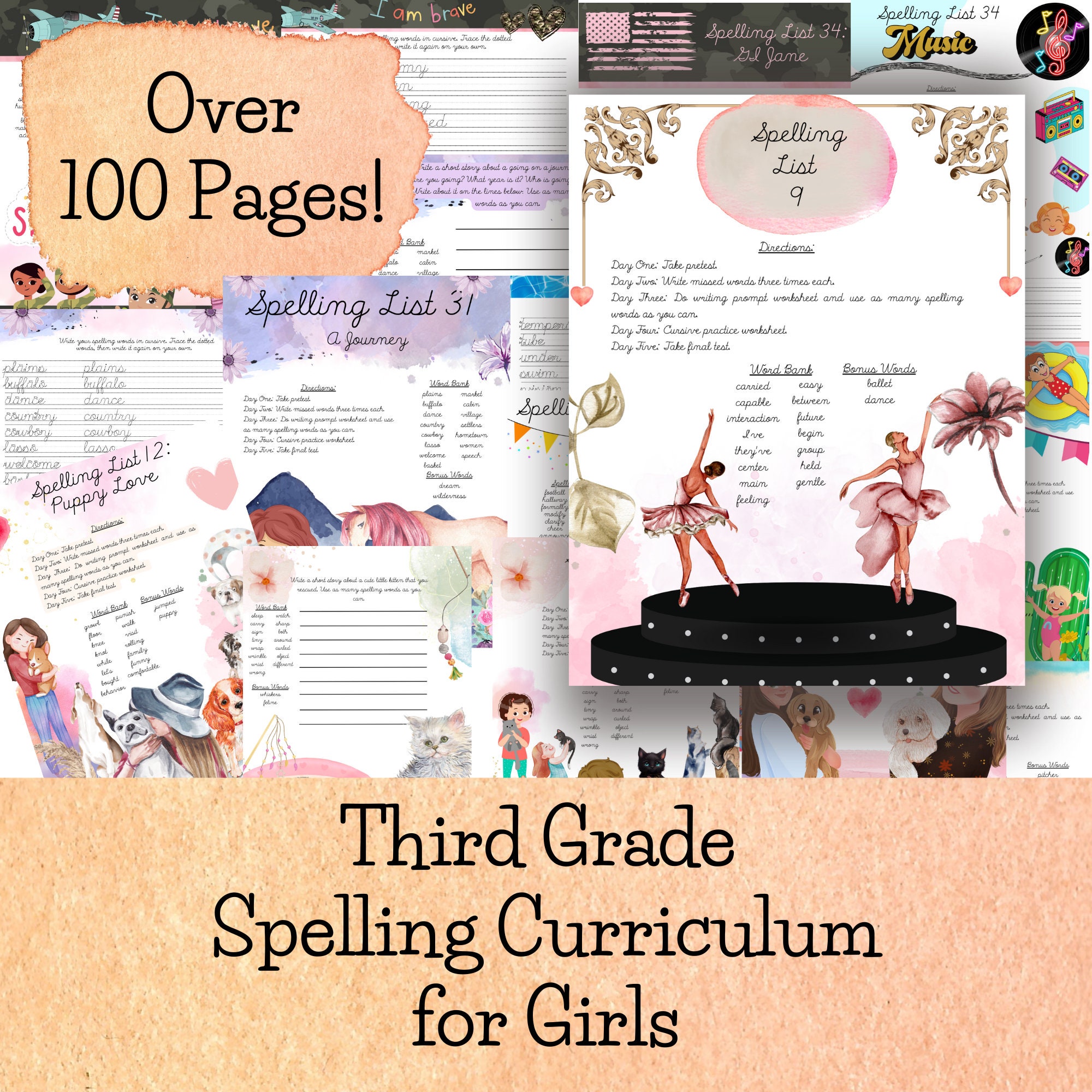 3rd Grade Spelling Curriculum | Guided Journal Prompts | Cursive ...