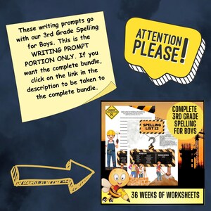 Third Grade Journal Prompts With Spelling and Vocabulary Word Bank ...