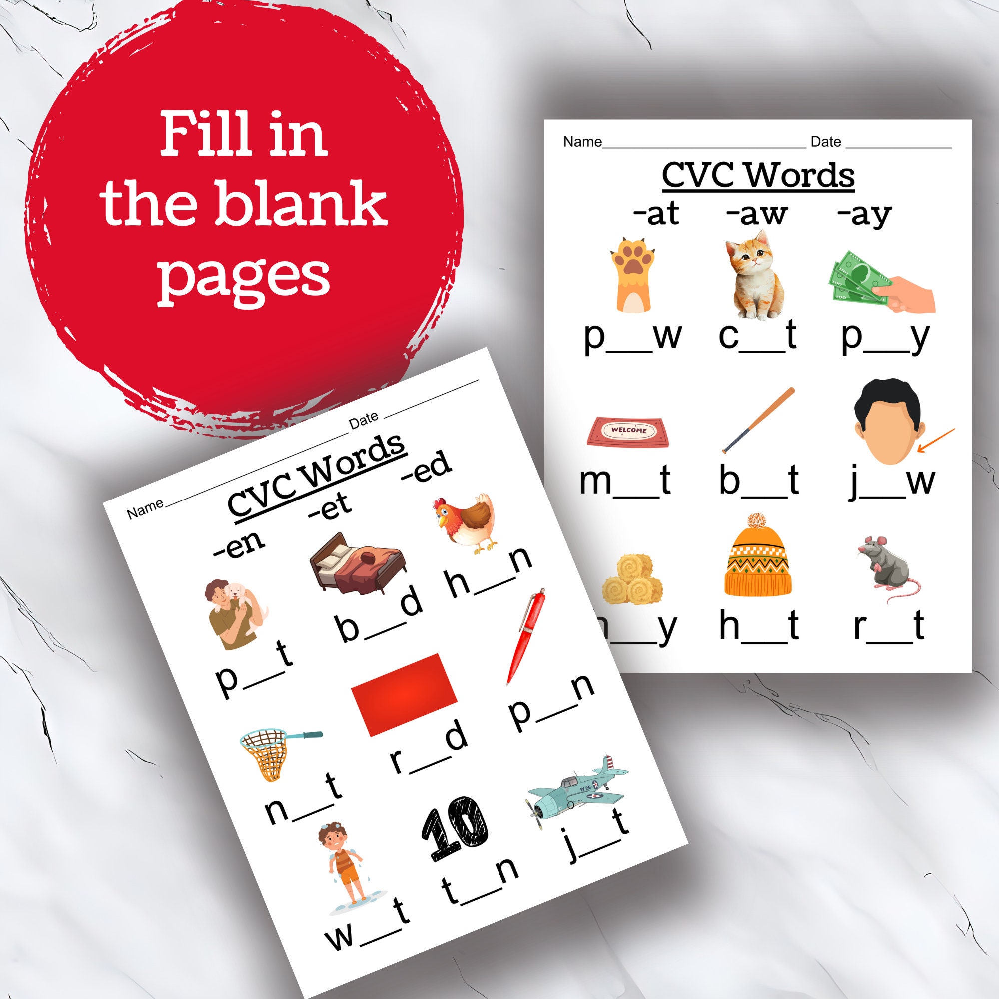 CVC Words Kindergarten Worksheets Busy Binder Preschool Curriculum ...