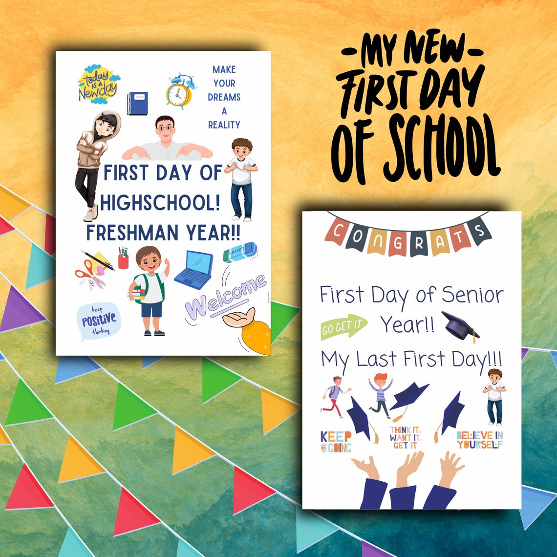 Happy First Day of School Printable, Grade Picture, Back to School ...