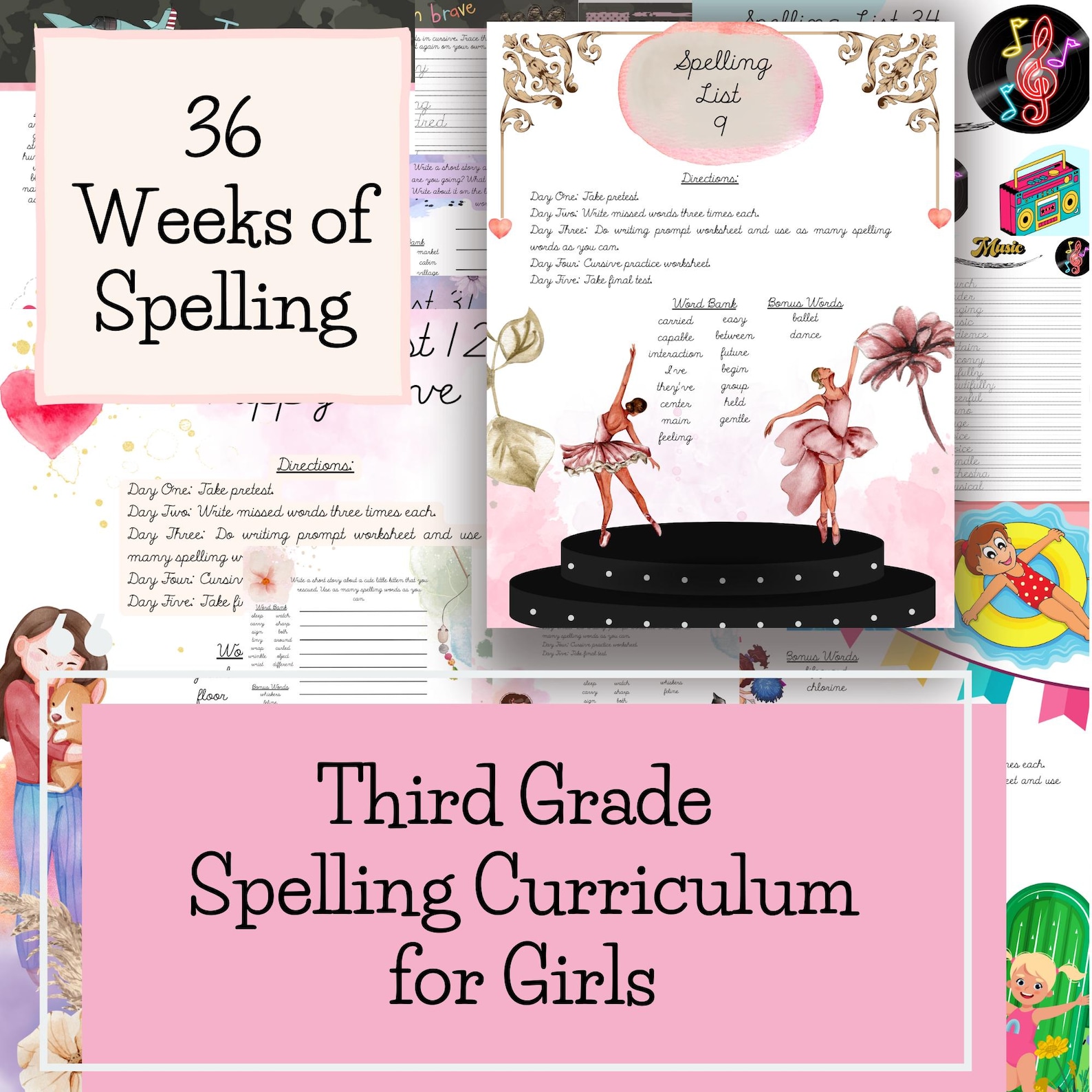 3rd Grade Spelling Curriculum | Guided Journal Prompts | Cursive ...