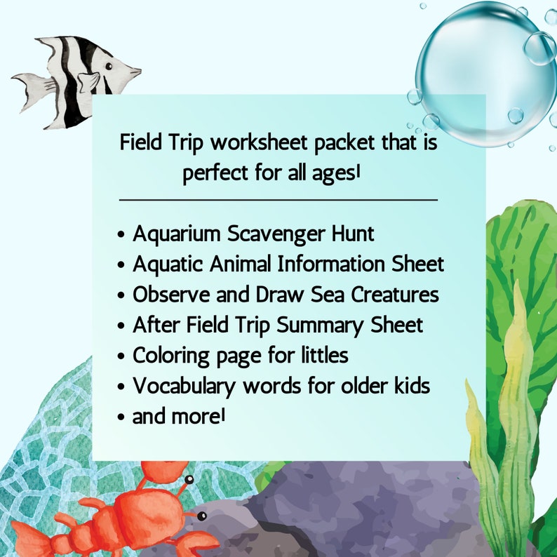 Aquarium Field Trip | Scavenger Hunt | Teacher Resource | Science ...