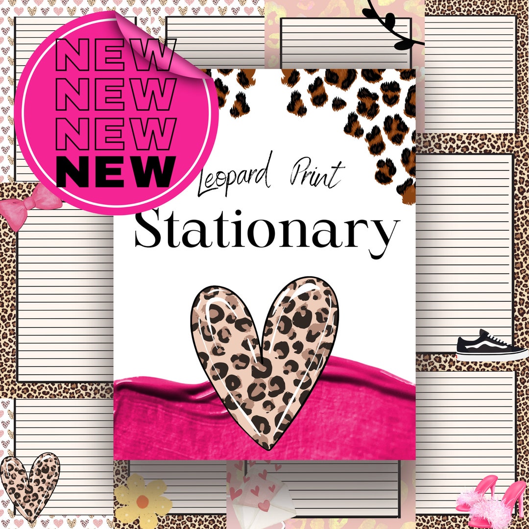 Pink Leopard Print Lined Writing Paper | Cute Memo Pad Letter Writing ...