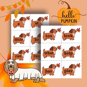 Cute Fall Puppy Dog Theme ABC Flashcards | Kindergarten Sight Words ...