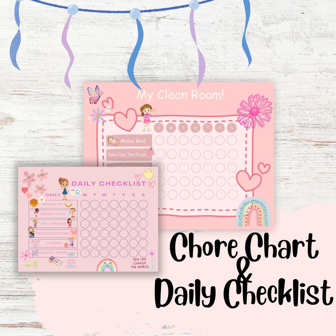Chore Chart for Kids, Daily Checklist, Cleaning Chart, Printable Chore ...