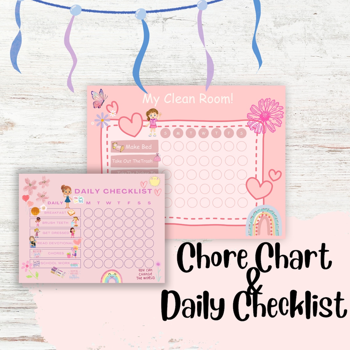 Chore Chart for Kids, Daily Checklist, Cleaning Chart, Printable Chore ...