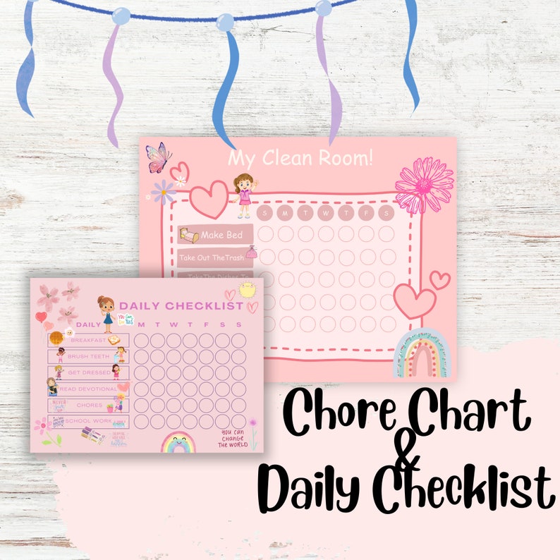 Chore Chart for Kids, Daily Checklist, Cleaning Chart, Printable Chore ...