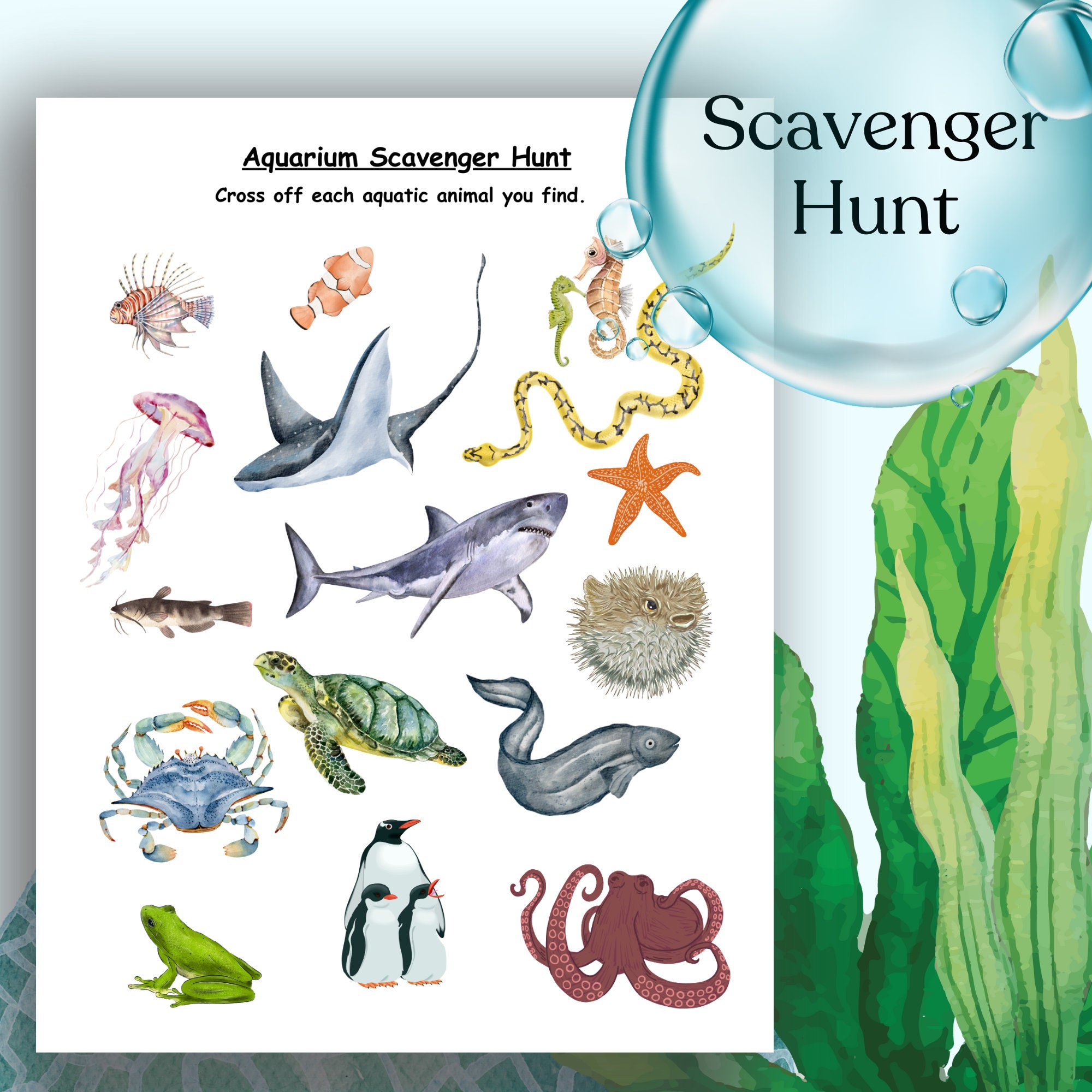 Aquarium Field Trip | Scavenger Hunt | Teacher Resource | Science ...