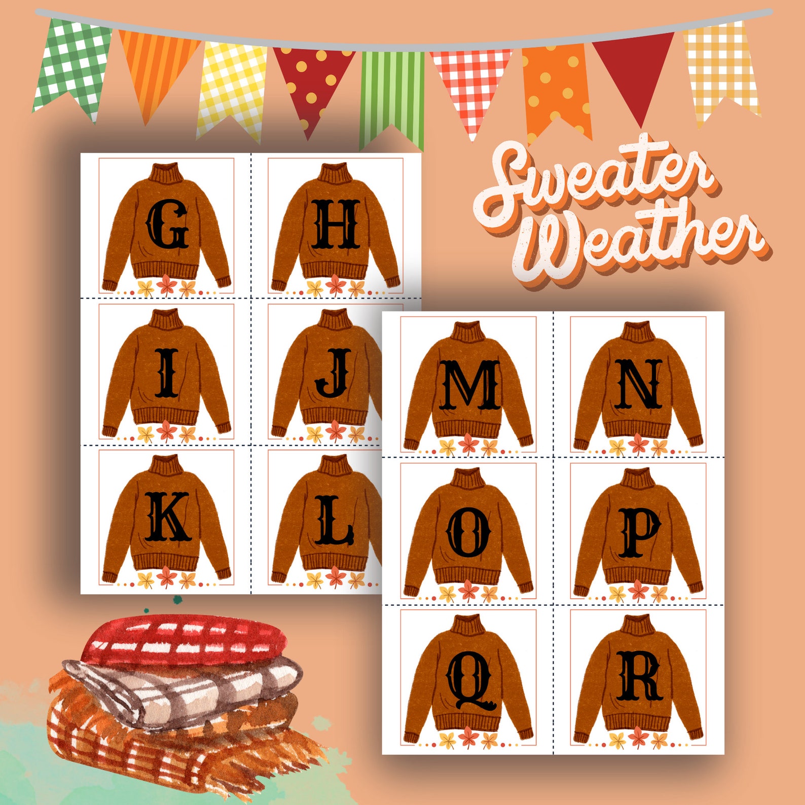 Cute Fall Puppy Dog Theme ABC Flashcards | Kindergarten Sight Words ...