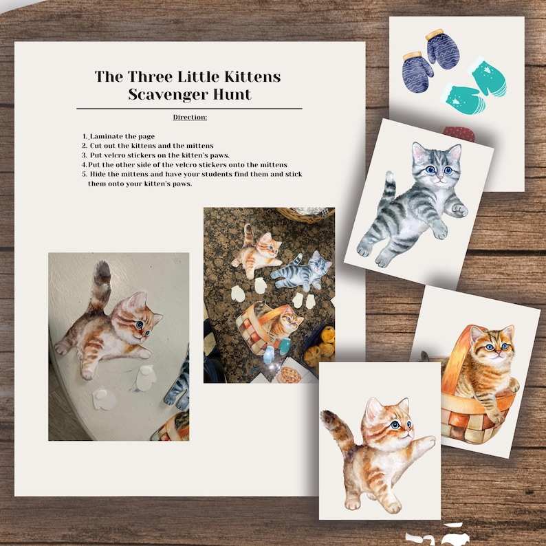Three Little Kittens Homeschool Unit Study Scavenger Hunt Memory ...