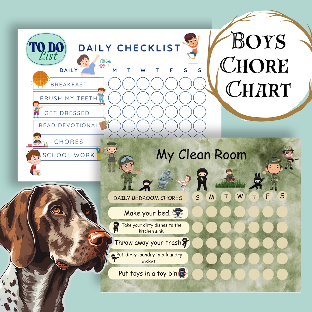 Kids Chore Chart, Cleaning Chart, Daily Checklist, Printable Chore ...