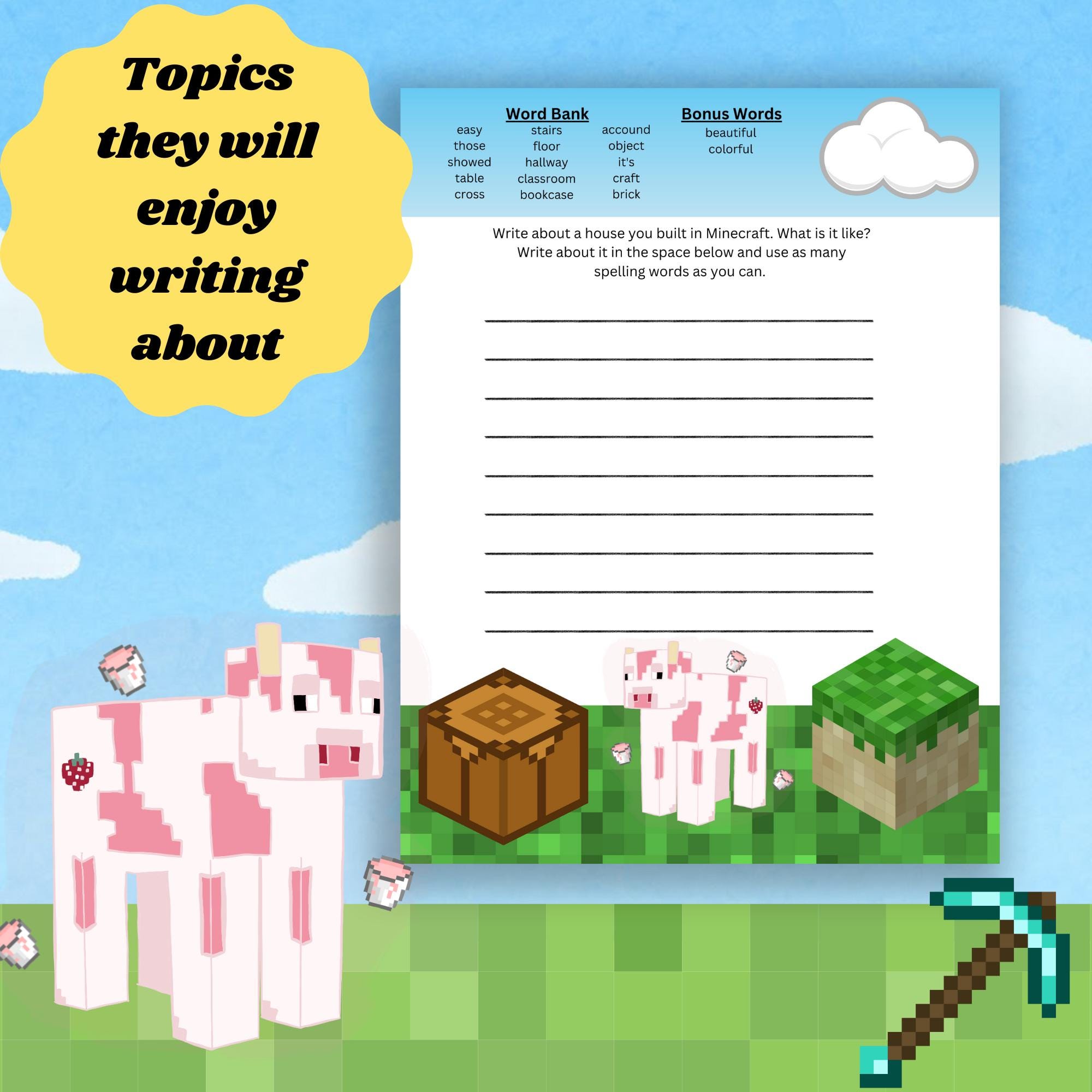 Third Grade Journal Prompts With Spelling and Vocabulary Word Bank ...