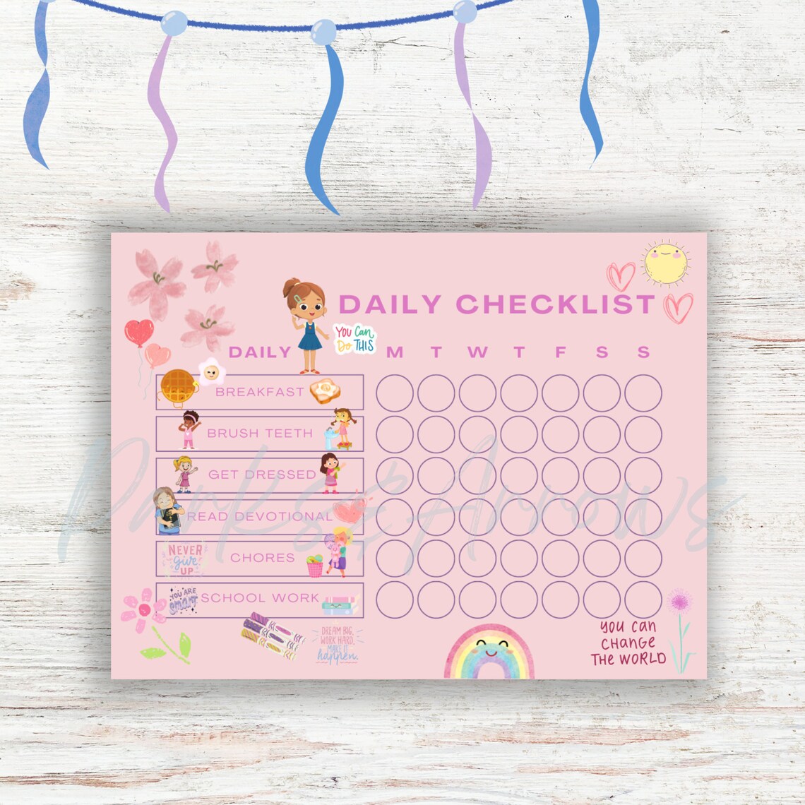 Chore Chart for Kids, Daily Checklist, Cleaning Chart, Printable Chore ...